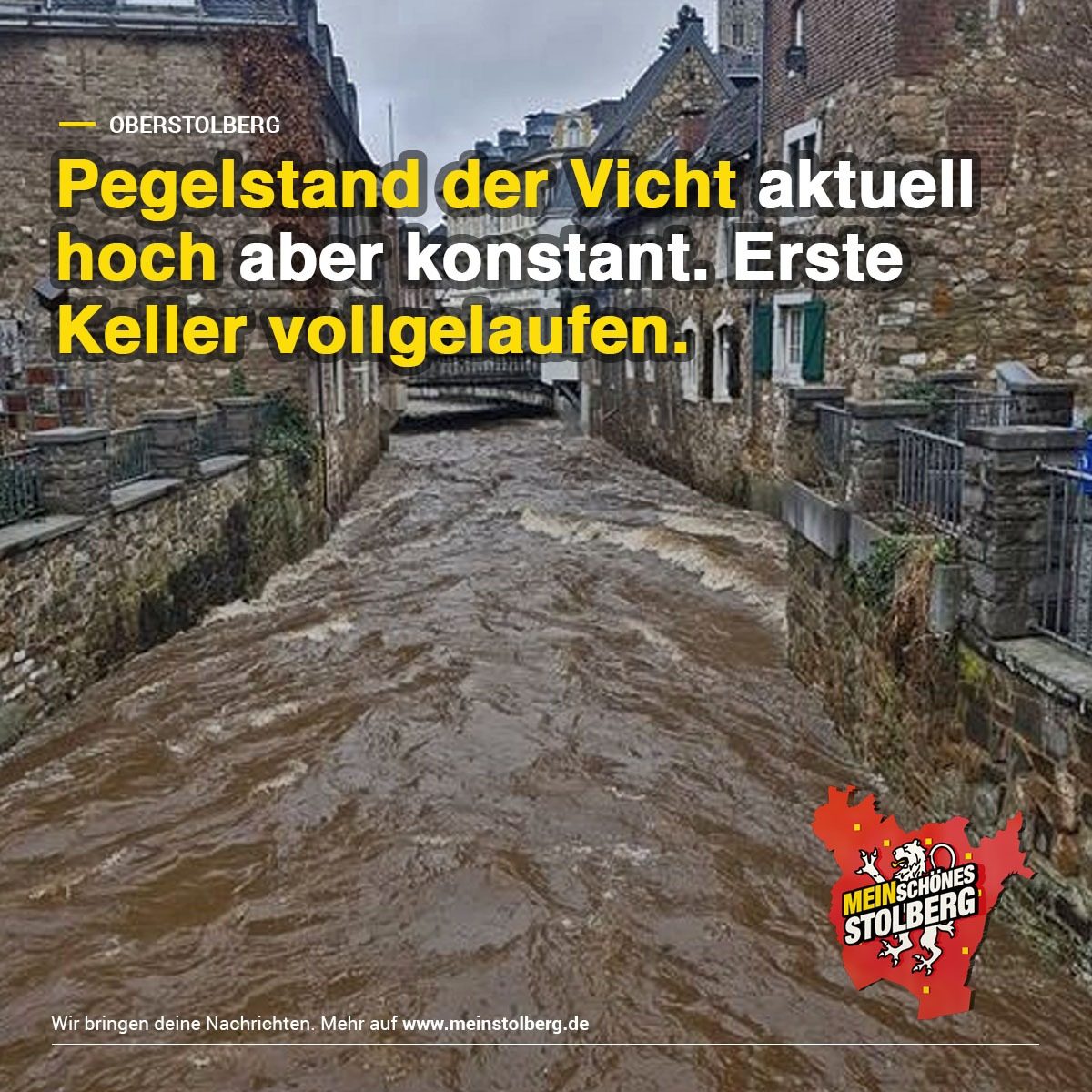 Oberstolberg: Hochwasser im Vichtbach aktuell hoch aber konstant – Mein Stolberg