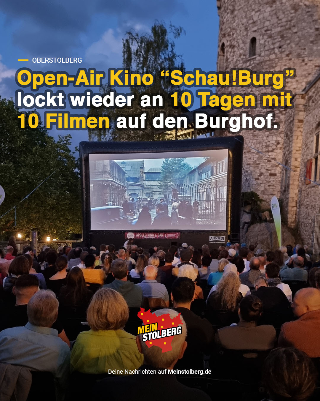 Oberstolberg: Open-Air Kino "Schau!Burg" zeigt wieder 10 Filme an 10 Tagen auf dem Burghof ...